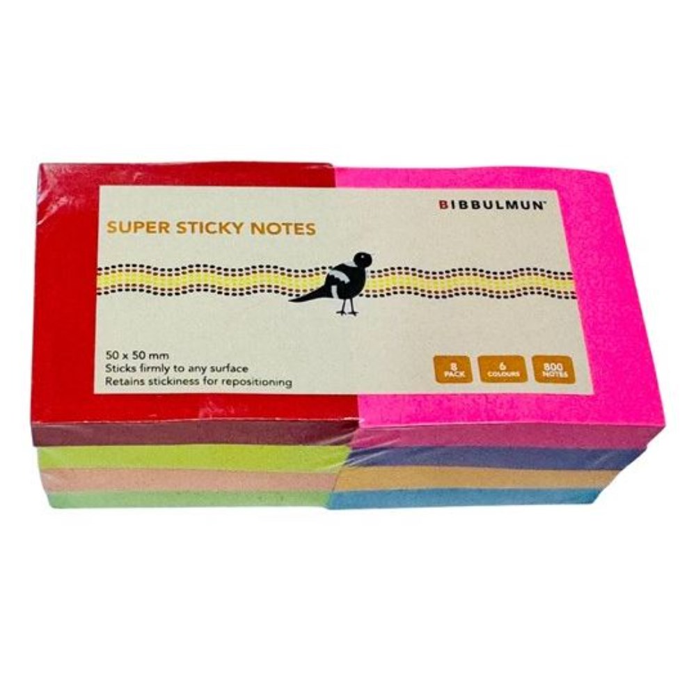 Notes & Flags - Bibbulmun Super Sticky Notes 50 x 50mm Assorted Pack Of ...